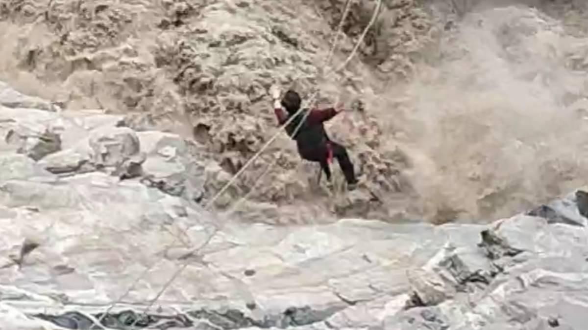 Watch: Sikkim MLA Samdup Lepcha ziplines across flooded river to assess situation in flood-hit ...