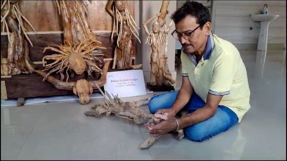 Assam: Artisan makes unique Durga idol out of tree roots and decaying ...