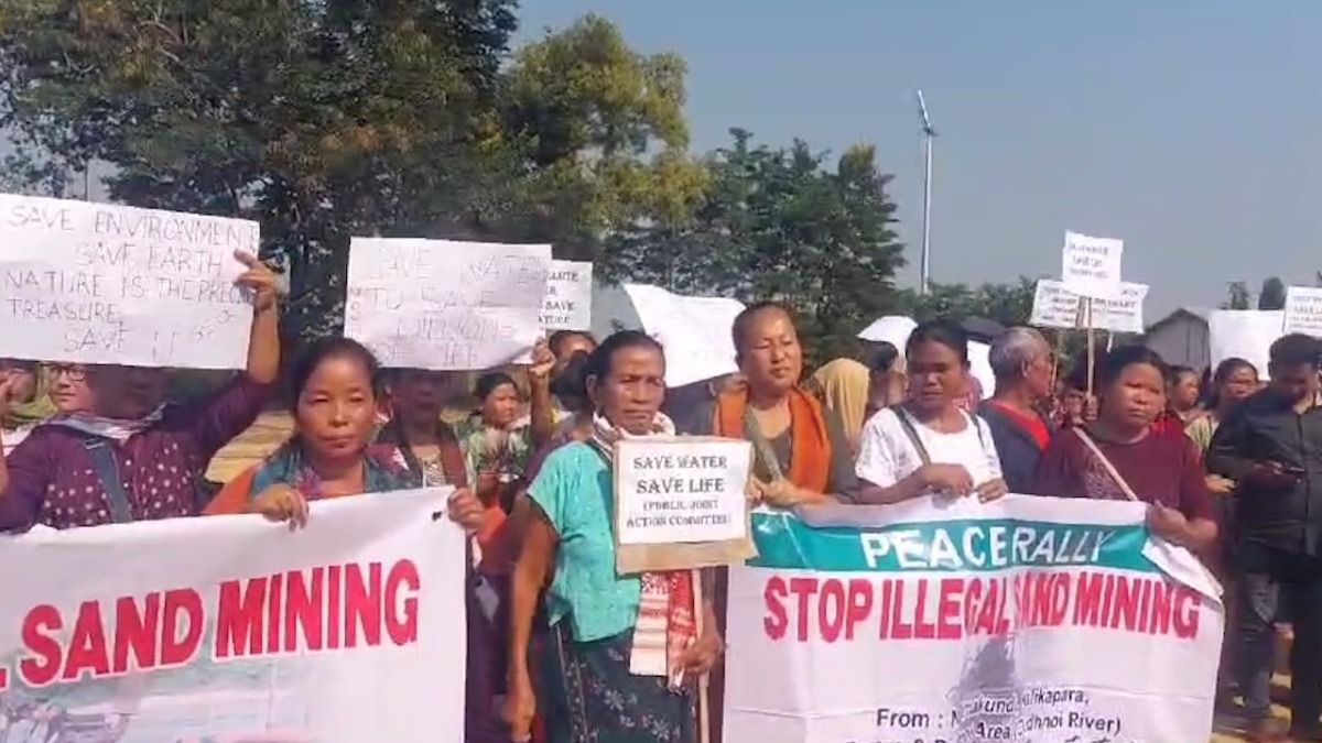 Assam: Dudhnoi residents protest sand mining impact on water levels and ...