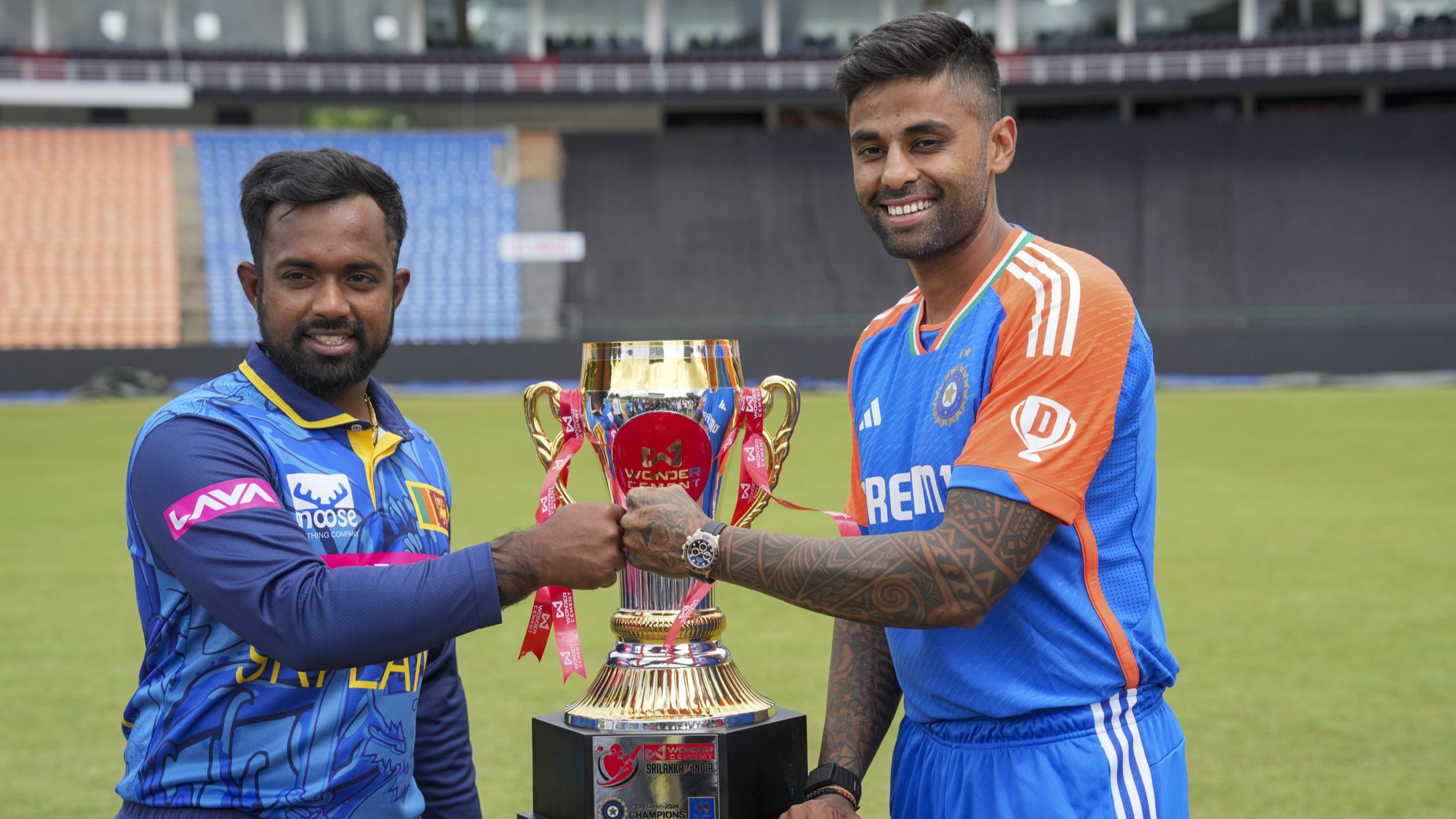 SL vs IND: Suryakumar, Asalanka pose with trophy