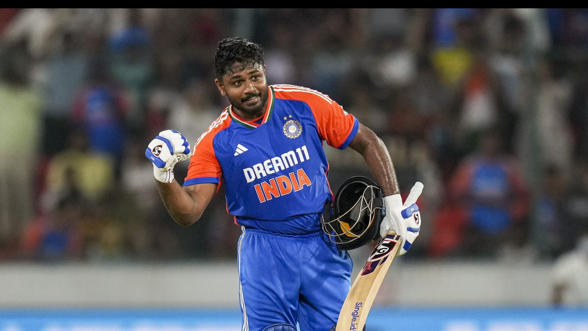 Sanju Samson's emotional celebration in Hyderabad T20I
