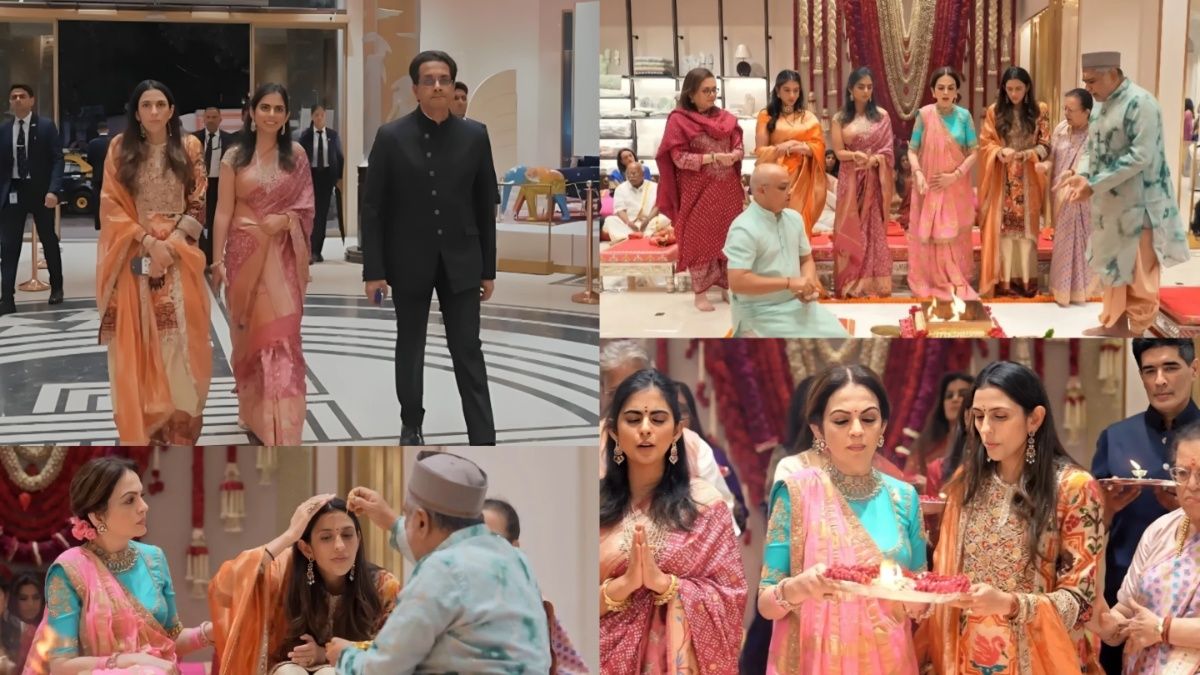 अंबानी लेडीज का रॉयल अवतार, राधिका ने ननद ईशा संग की ट्विनिंग..सूट में ...